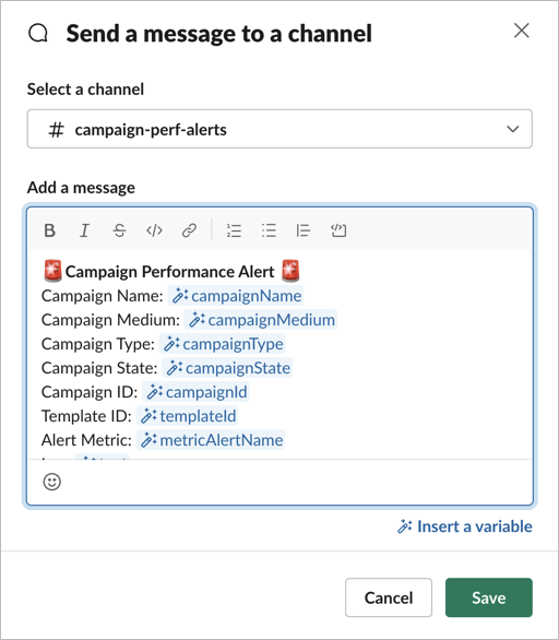 Campaign Performance Alerts – Iterable Support Center