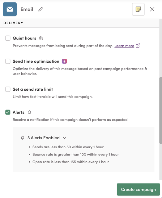Campaign Performance Alerts – Iterable Support Center