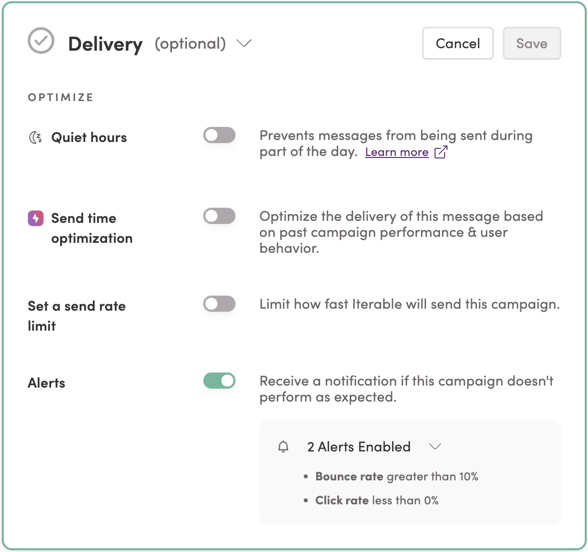 Campaign Performance Alerts – Iterable Support Center