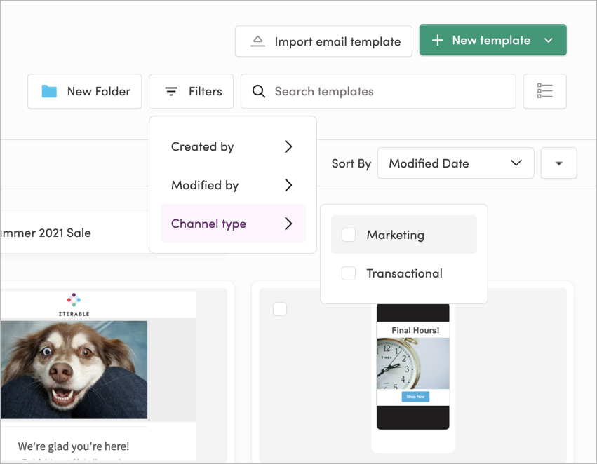 Organizing Templates – Iterable Support Center