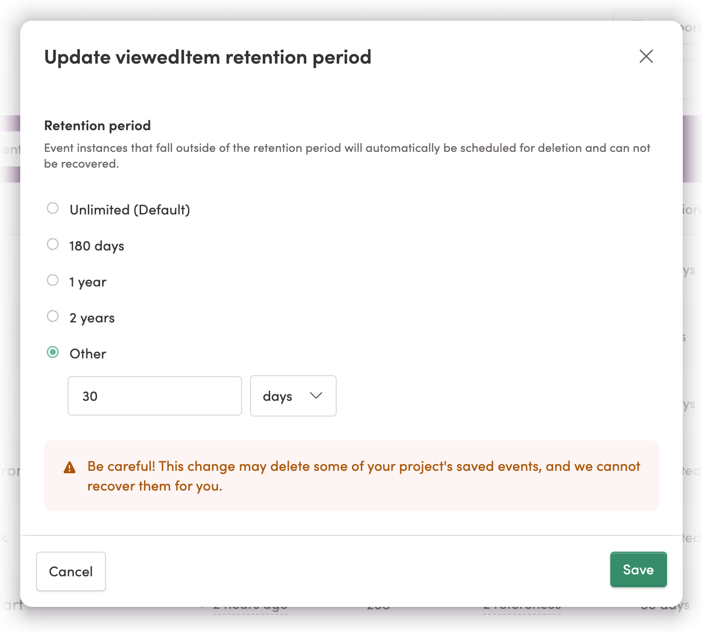 Managing Custom Event Retention – Iterable Support Center