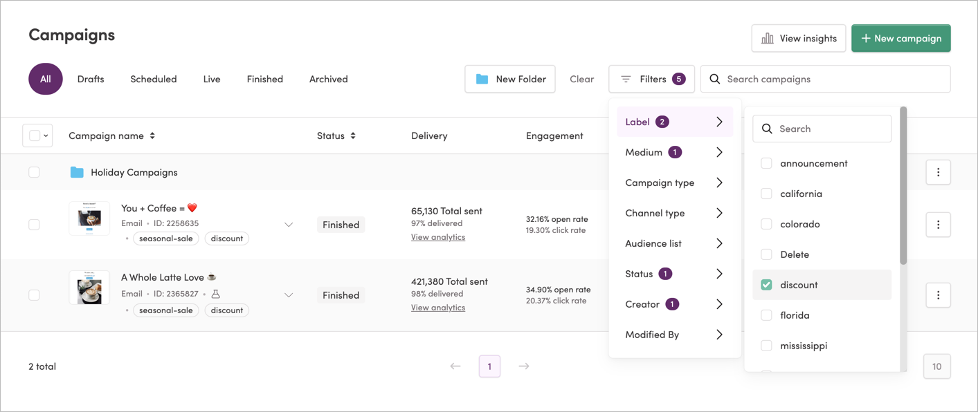 Working with Labels – Iterable Support Center